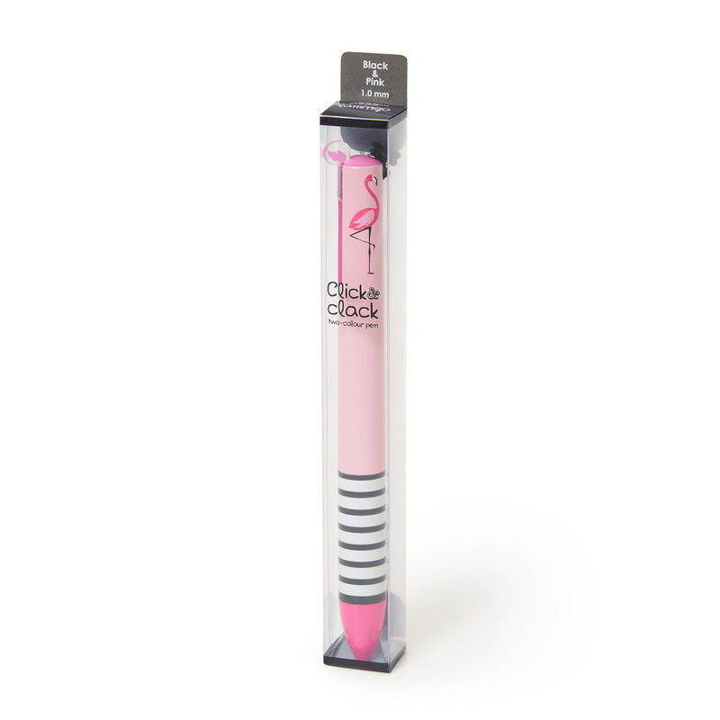Legami Click & Clack Two Colour Pen - Pink & Black Ink - Miss Flamingo ...