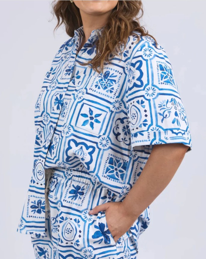 ELM Dolce Tile Shirt - Ocean Tile Print – Monty & Moo