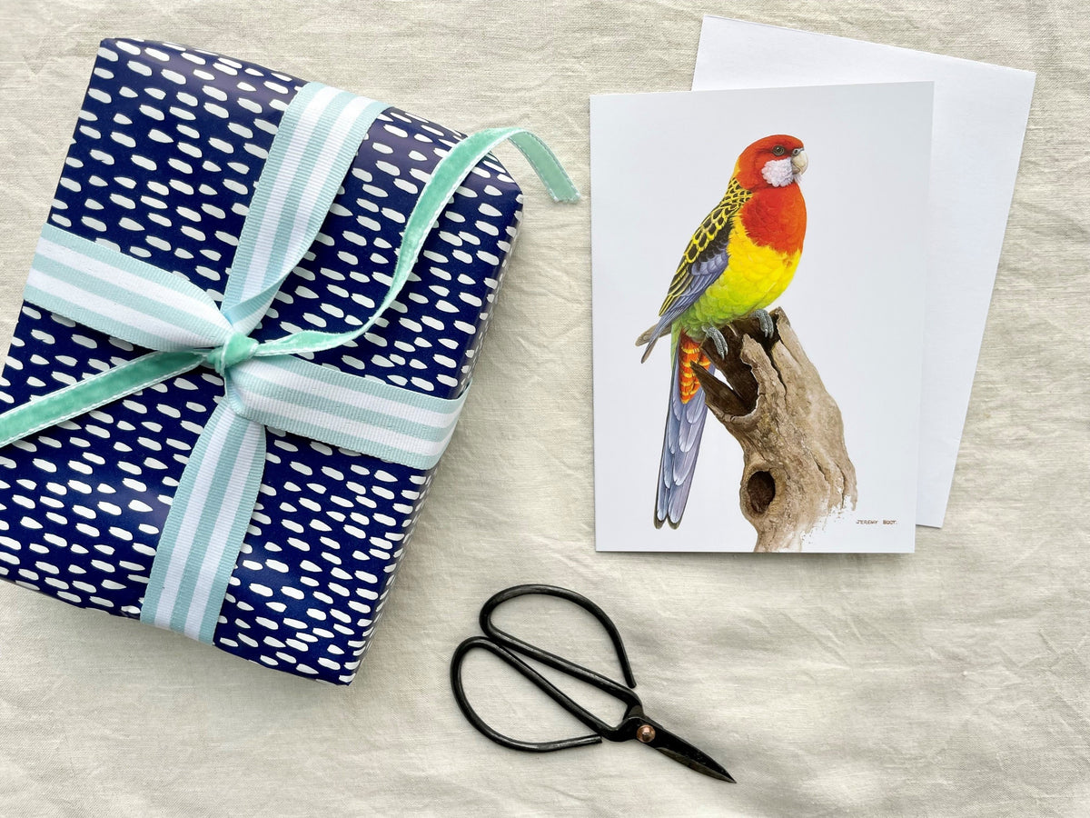 Jeremy Boot Card - Eastern Rosella – Monty & Moo