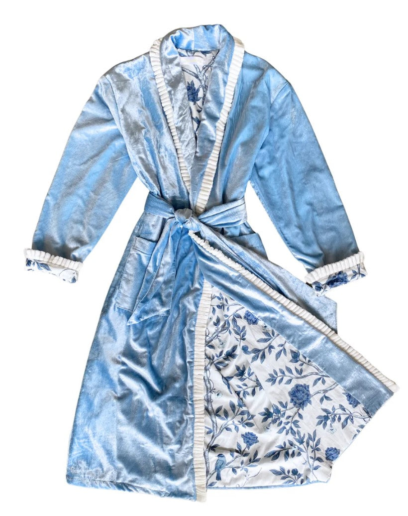 Versailles Reversible Blue Velvet Robe – Monty & Moo
