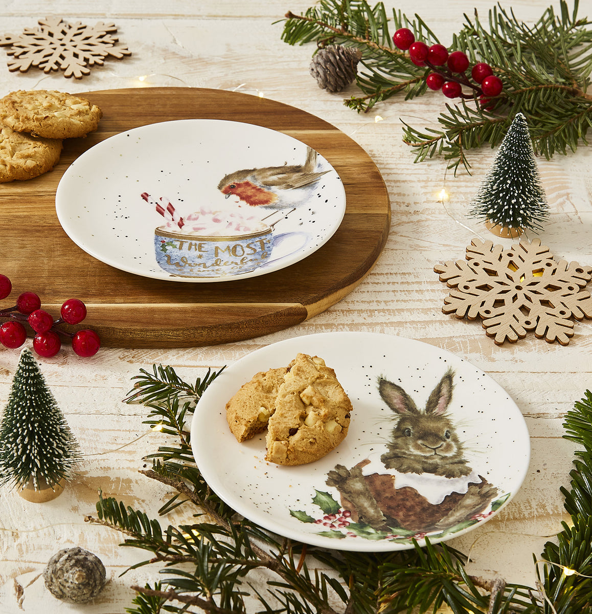 Royal Worcester Wrendale 16.5cm Plates - Bunny & Red Robin – Monty & Moo