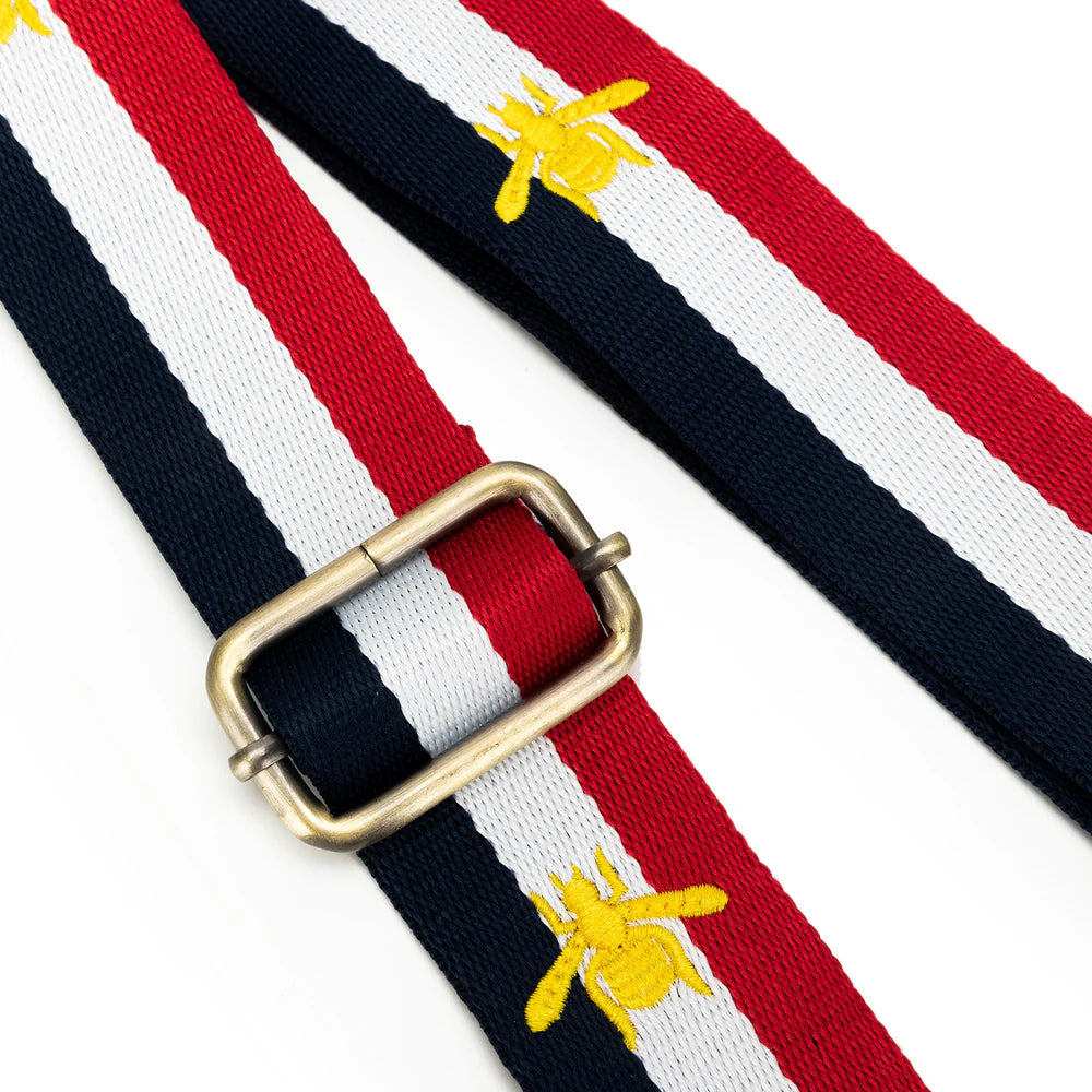 Red, White & Buzz! Embroidered Bee Crossbody Strap (Adjustable) – Monty ...