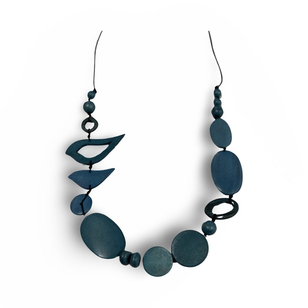 Timber Jewellery - Blue Bird with ovals – Monty & Moo