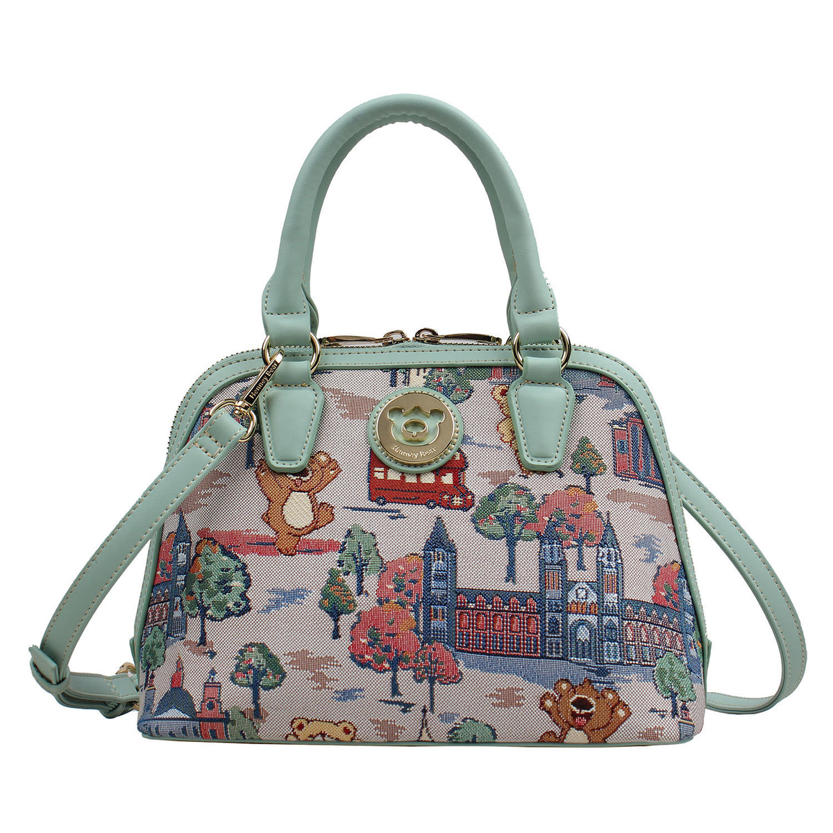Henney Bear Top Handle Bag Timeless Tapestry Design Monty Moo