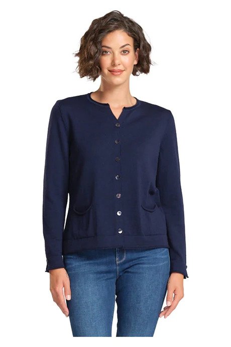 CGK NZ Superfine Merino Shell Button Cardigan - Navy – Monty & Moo