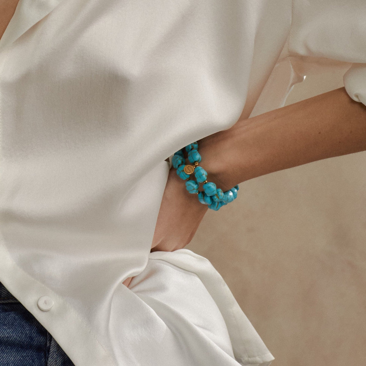 Silk & Steel Azura Bracelet - Turquoise/Gold – Monty & Moo